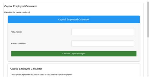 Capital Employed Calculator Calculation Of Capital Employed