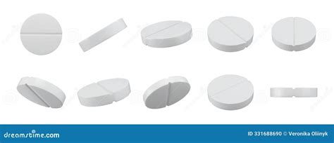 Round Tablet Mockup White Painkiller Or Antibiotic Drug Vector