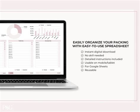 Packing List Spreadsheet Template Editable Packing Checklist Vacation Digital Packing List