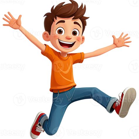 Chico Saltando Mientras Sonriente 48046628 Png