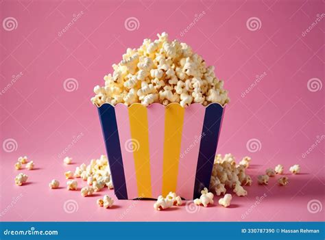 A Large Striped Popcorn Container Filled Stock Illustration