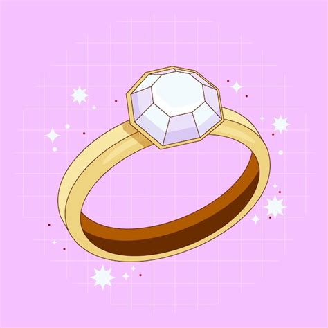 Free Vector Hand Drawn Diamond Ring Cartoon Illustration