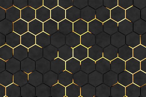 육각형의 추상적인 배경입니다 3d 렌더링입니다 0명에 대한 스톡 사진 및 기타 이미지 0명 3차원 형태 검은색 Istock
