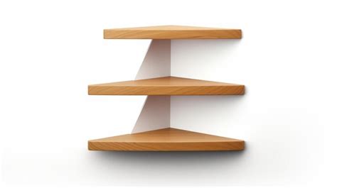 Sharp And Angular Wooden Corner Shelf With Translucent Layers Premium