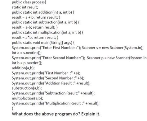 solved public class process{ static int result public