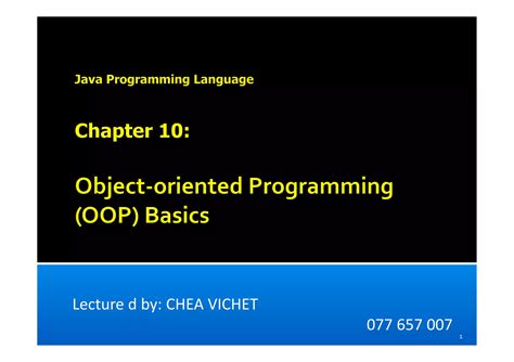 Java 2 Chapter 10 Basic Oop In Java Ppt