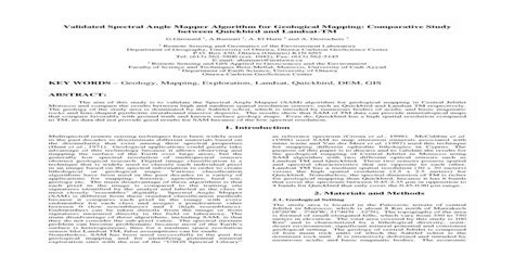 Pdf Validated Spectral Angle Mapper Algorithm For Geological