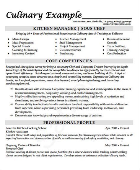 9 Cook Resume Templates Pdf Doc