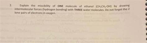 Solved 2 Explain The Miscibility Of One Molecule Of Ethanol