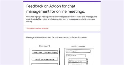 Academic Feedback Survey For Wireframes Of Meeting Chat Management