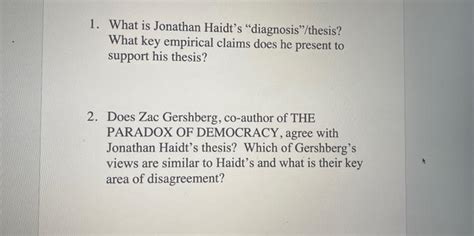 1 What Is Jonathan Haidts Diagnosis Thesis What
