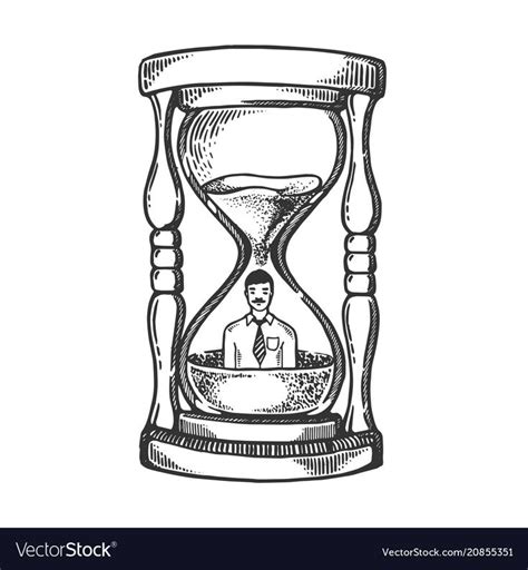 Sand Watch Glass With Man Engraving Vector Image On Vectorstock Sand