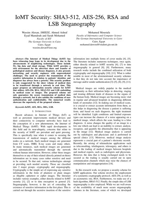 Pdf Iomt Security Sha Aes Rsa And Lsb Steganography