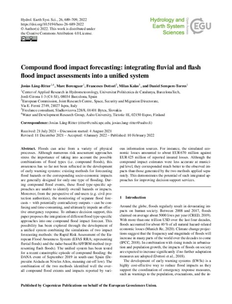 Pdf Compound Flood Impact Forecasting Integrating Fluvial And Flash Flood Impact Assessments