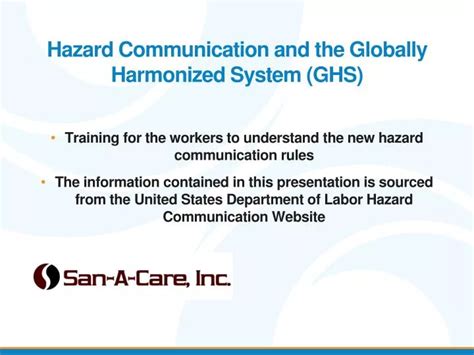 PPT - Hazard Communication and the Globally Harmonized System (GHS ...