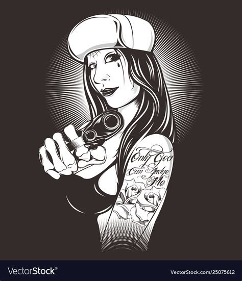 Women Wearing Hat Holding Gun Royalty Free Vector Image