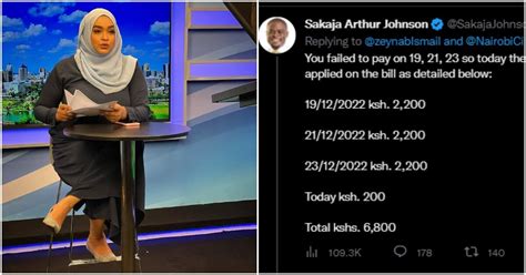 journalist zainab ismail disappointed after being charged ksh 6800 for