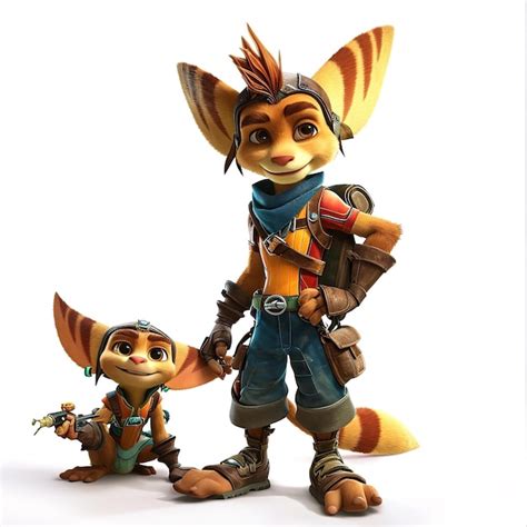So Cute Jak And Daxter Isolated On White Background Premium AI Generated Image
