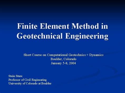 finite element method in geotechnical engineering short course