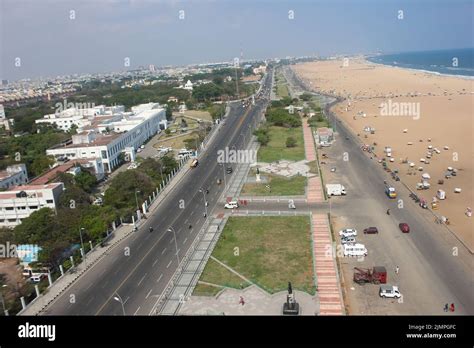 Marina Beach Chennai City Tamil Nadu India Bay Of Bengal Madras View
