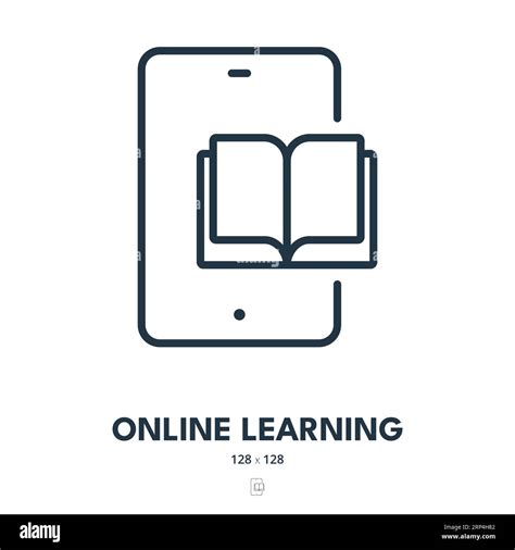 Online Learning Icon Tutorial Education Internet Editable Stroke