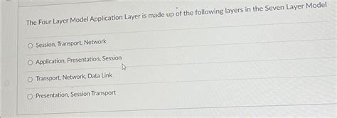 Solved The Four Layer Model Application Layer Is Made Up Of