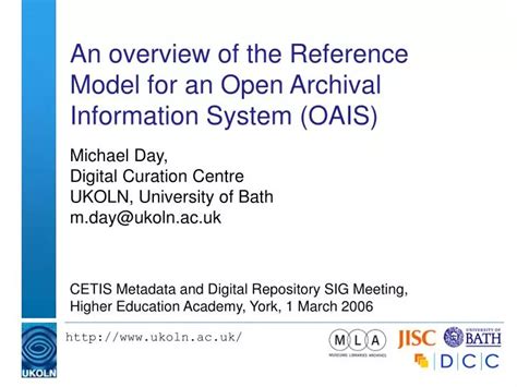 Ppt An Overview Of The Reference Model For An Open Archival Information System Oais