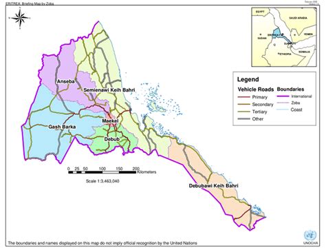 Eritrea Briefing Map By Zoba As Of February 2006 Ocha