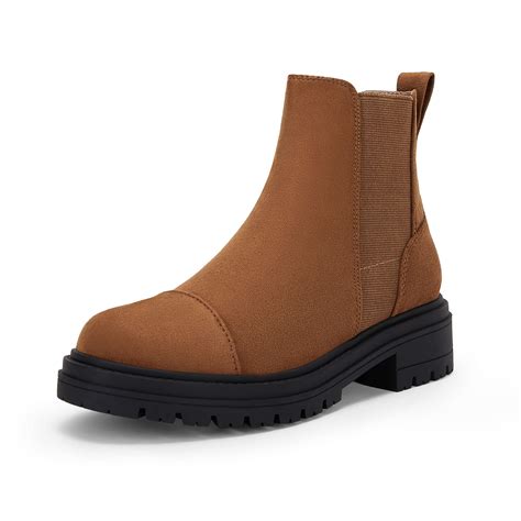 Womens Lug Sole Platform Ankle Boots Chelsea Chunky Block Heel Combat