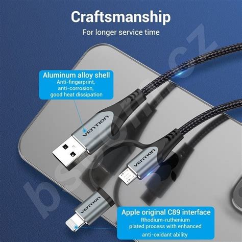 Usb 20 A Male To 2 In 1 Micro Bandlightning Male Cable Mfi Certified