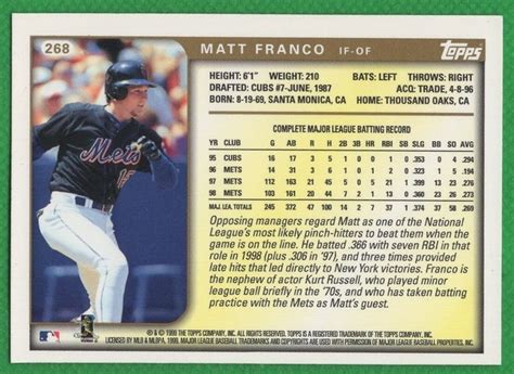 1999 Topps 268 Matt Franco For Sale Online Ebay