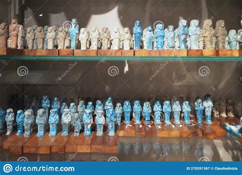 Ushabti Statues At Egyptian Museum In Turin Editorial Photography