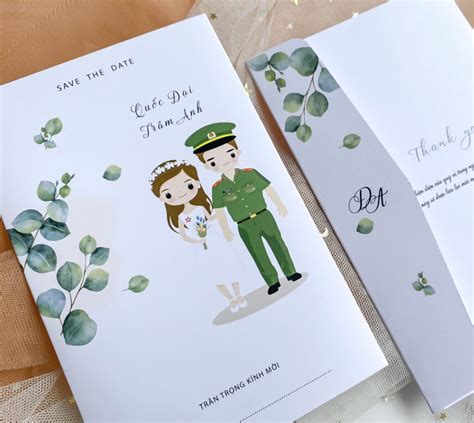 Thiệp Cưới Chibi Công An Thiệp Cưới Tơ Hồng
