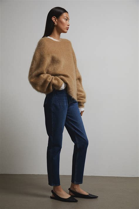Slim Mom High Ankle Jeans High Waist Ankle Length Dark Denim Blue
