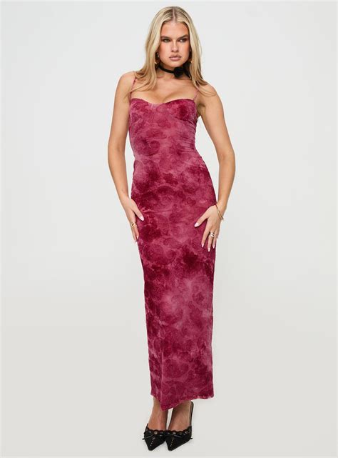 Orla Paisley Maxi Dress Burgundy Princess Polly Usa