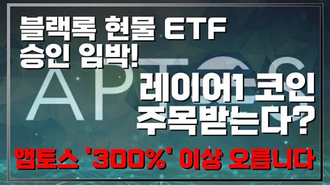 이번년도 앱토스 300 오른다 현물 Etf 승인 수혜 코인은 앱토스 목표가 앱토스 대응전략 앱토스 코인 목표가 앱토스
