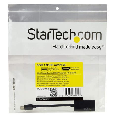 Startech Adaptador Conversor Mini Displayport A Hdmi Ultrahd 4k