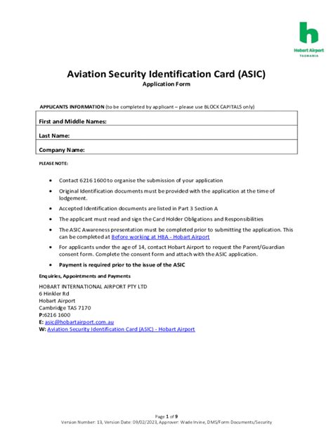Fillable Online Asic Appl Form Filledpdf Asic Id Aviation Security