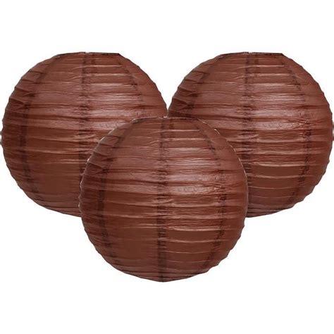 Lot De Lanternes En Papier Rondes De Couleurs Mélangées Pour Décoration De Fête Marron Cm