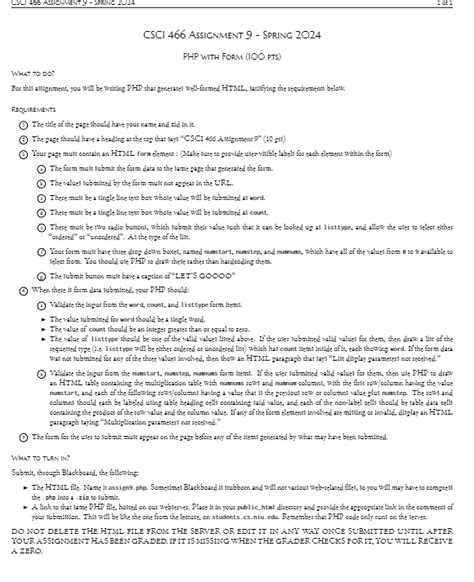Solved Cscl 466 ﻿assignment 9 ﻿spring 2024php With Form