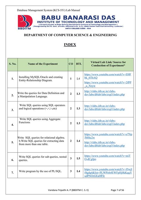 data base management system lab manual kcs 551 pdf