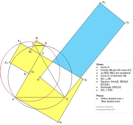 Go Geometry Geometry Problem Circle Chord Equilateral Triangle Square Rectangle Area