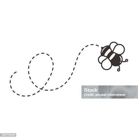 Ilustración De Ruta De Vuelo De Abejas Vector Abeja Volando En Una