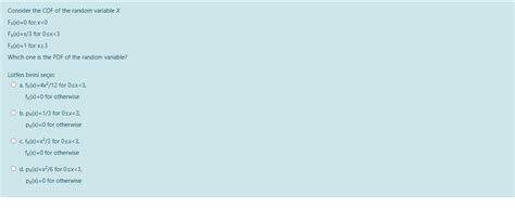 Solved Consider The CDF Of The Random Variable X Fx X For Chegg