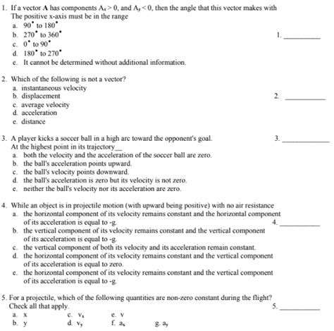 Solved 1 If A Vector A Has Components Ax 0 And Ay