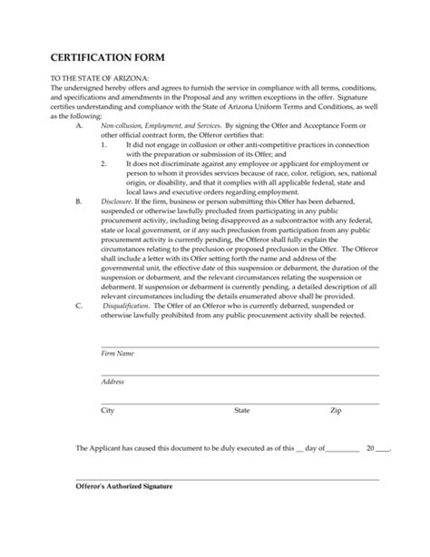 Arizona Certification Form Fill Out Sign Online And Download Pdf