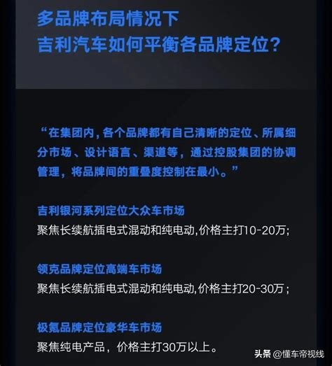 资讯吉利汽车新能源转型进展：进一步区分银河、领克、极氪定位。 懂车帝原创行业 财富号东方财富网