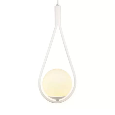 Pendente Gota D 12cm X A 43cm Alumínio E Vidro Branco E Fosco
