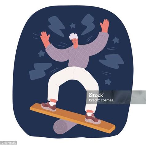 만화 벡터 일러스트 레이 션 의 남자 에서 균형 시간 돈 재정 자유 취미 또는 자기계발 교육 등 다양한 가치를 가진 거대한