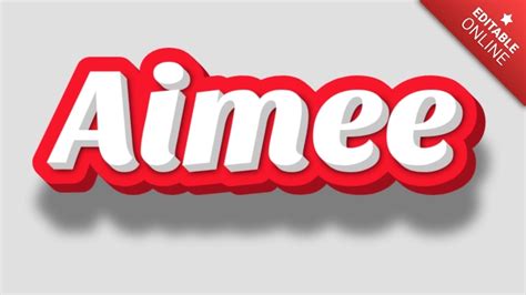 Aimee Red White 3d Text Effect Generator